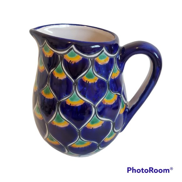 Hand Crafted | Dining | Mexico Talavera Peacock Pitcher Cobalt Blue ...
